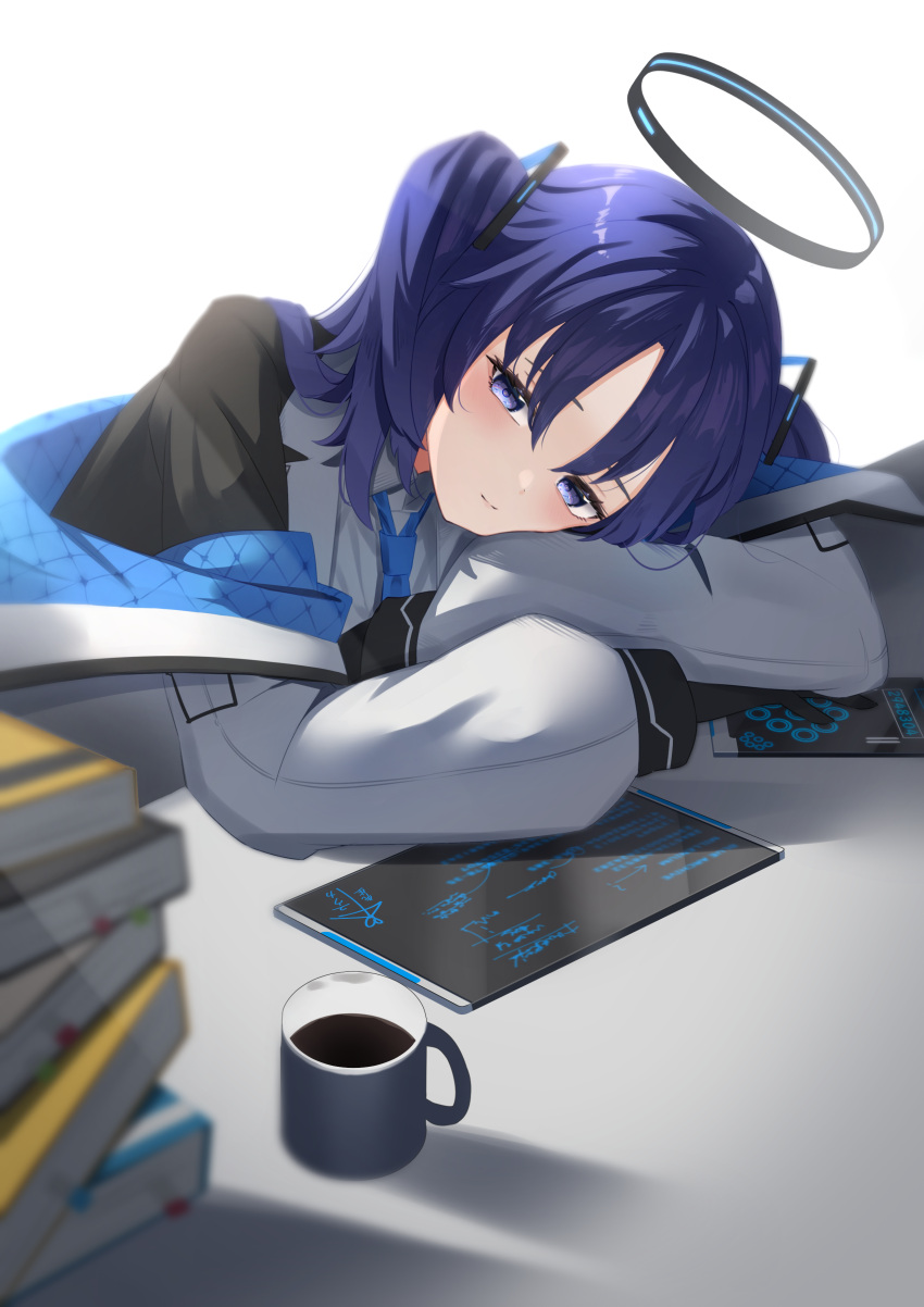 Safebooru - 1girl absurdres bangs black jacket black shirt blue archive blue eyes blue hair blue ...