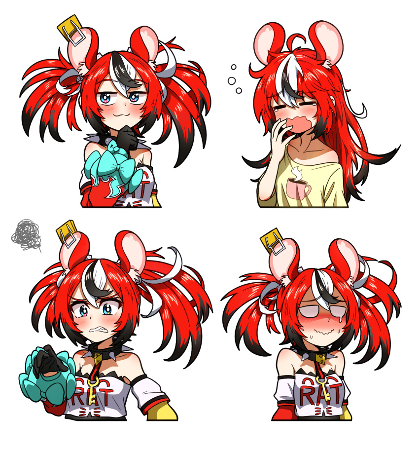 Safebooru - 1girl :3 angry animal ear fluff animal ears bare shoulders black gloves black hair ...