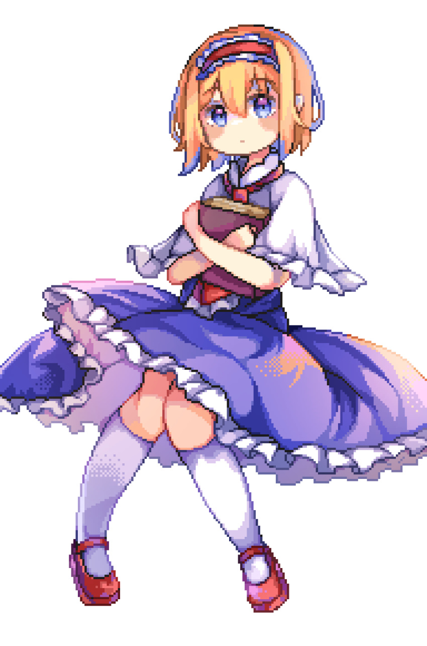 Safebooru - 1girl absurdres alice margatroid blonde hair blue dress blue eyes book capelet ...