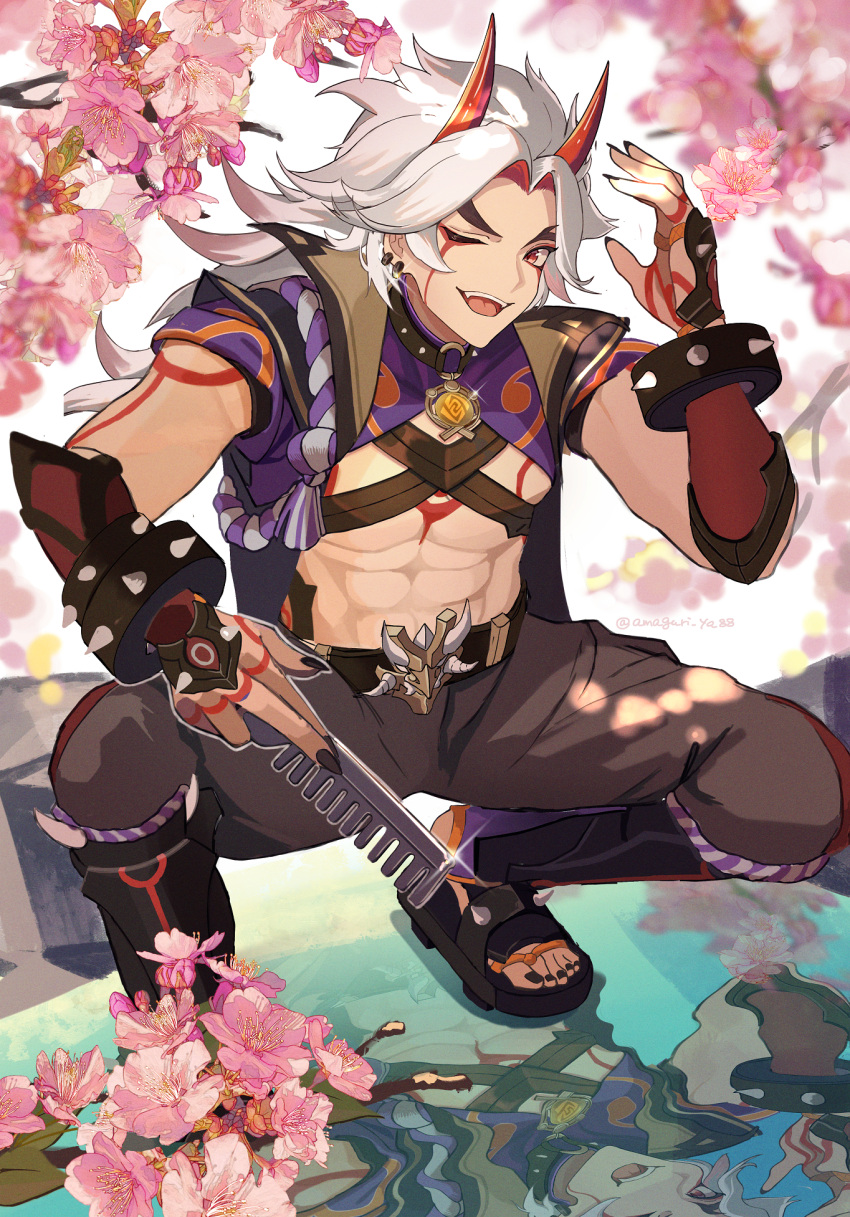 Safebooru - 1boy abs amaguri ya arataki itto artist name bangs belt ...