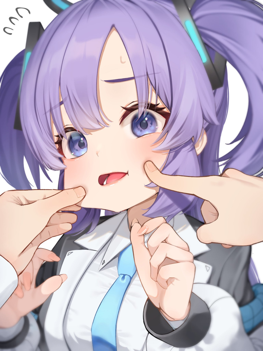 Safebooru - bananafish1111 bangs blue archive blue necktie blush cheek pinching cheek poking ...