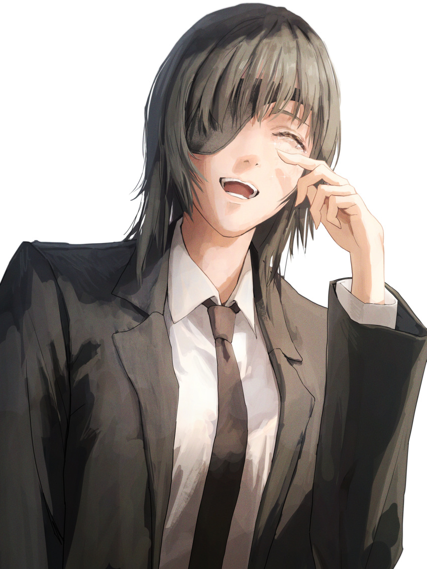 Safebooru - 1girl absurdres ao desu2222 bangs black hair black jacket black necktie chainsaw man ...