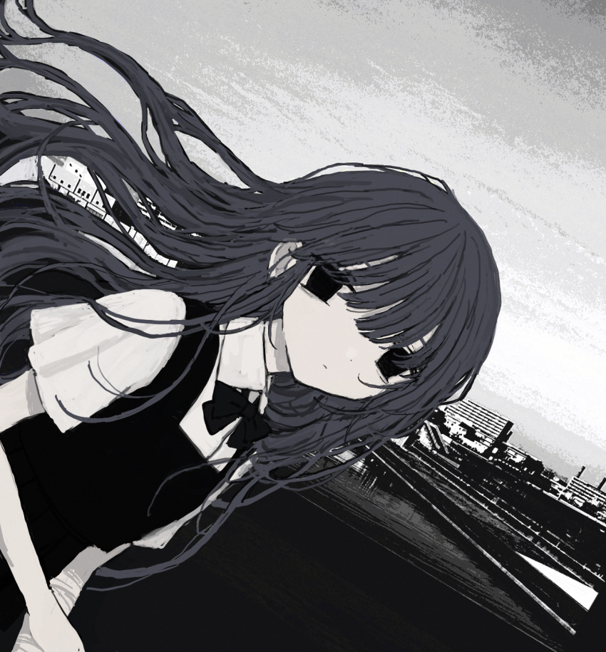 Safebooru - 1girl bags under eyes bangs black bow black hair black vest bow bowtie closed mouth ...