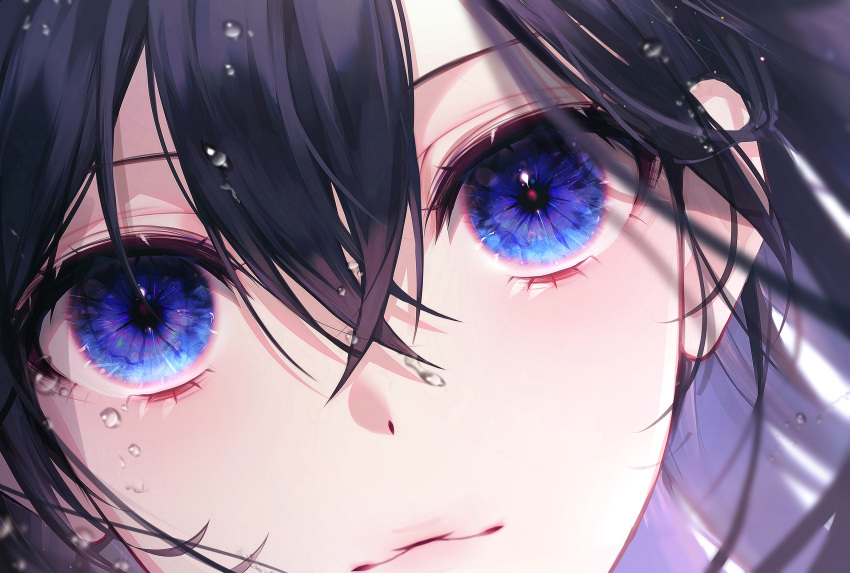 Safebooru - 1girl 58 (opal 00 58) absurdres bangs black hair blue eyes close-up closed mouth ...