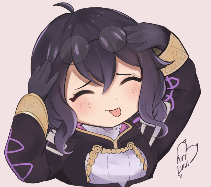 Safebooru - 1girl ah eto... bleh (meme) black hair closed eyes coat ...