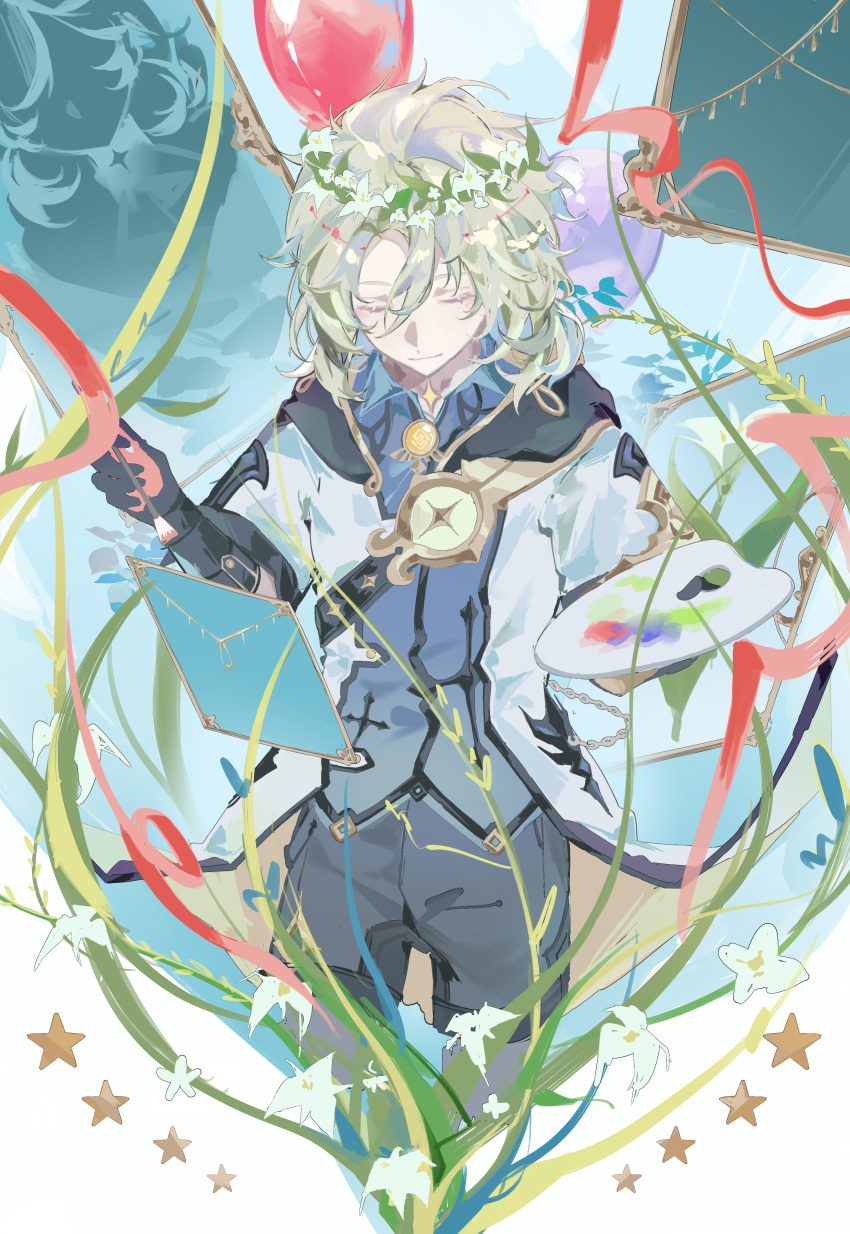 Safebooru - 1boy absurdres albedo (genshin impact) bishounen black gloves blonde hair clover ...