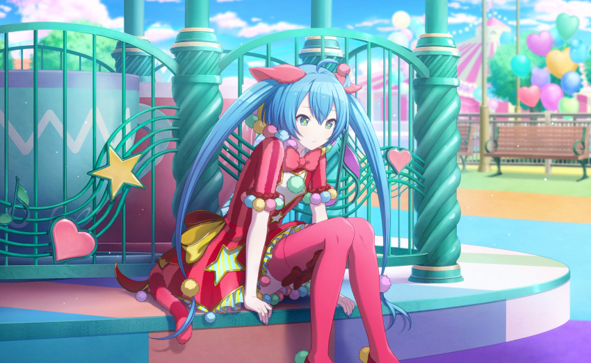 Safebooru - blue eyes blue hair dress hatsune miku long hair project sekai smile twintails | 4235158