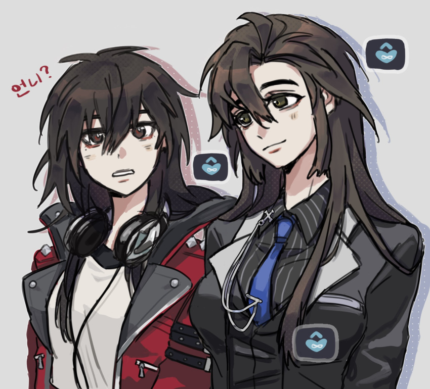 Safebooru - 07070777 2girls bangs black hair breasts brown eyes brown hair buried stars dress ...