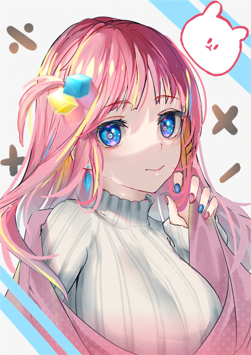 Safebooru - 1girl bangs blonde hair blue eyes blue nails bobo (6630978 ...