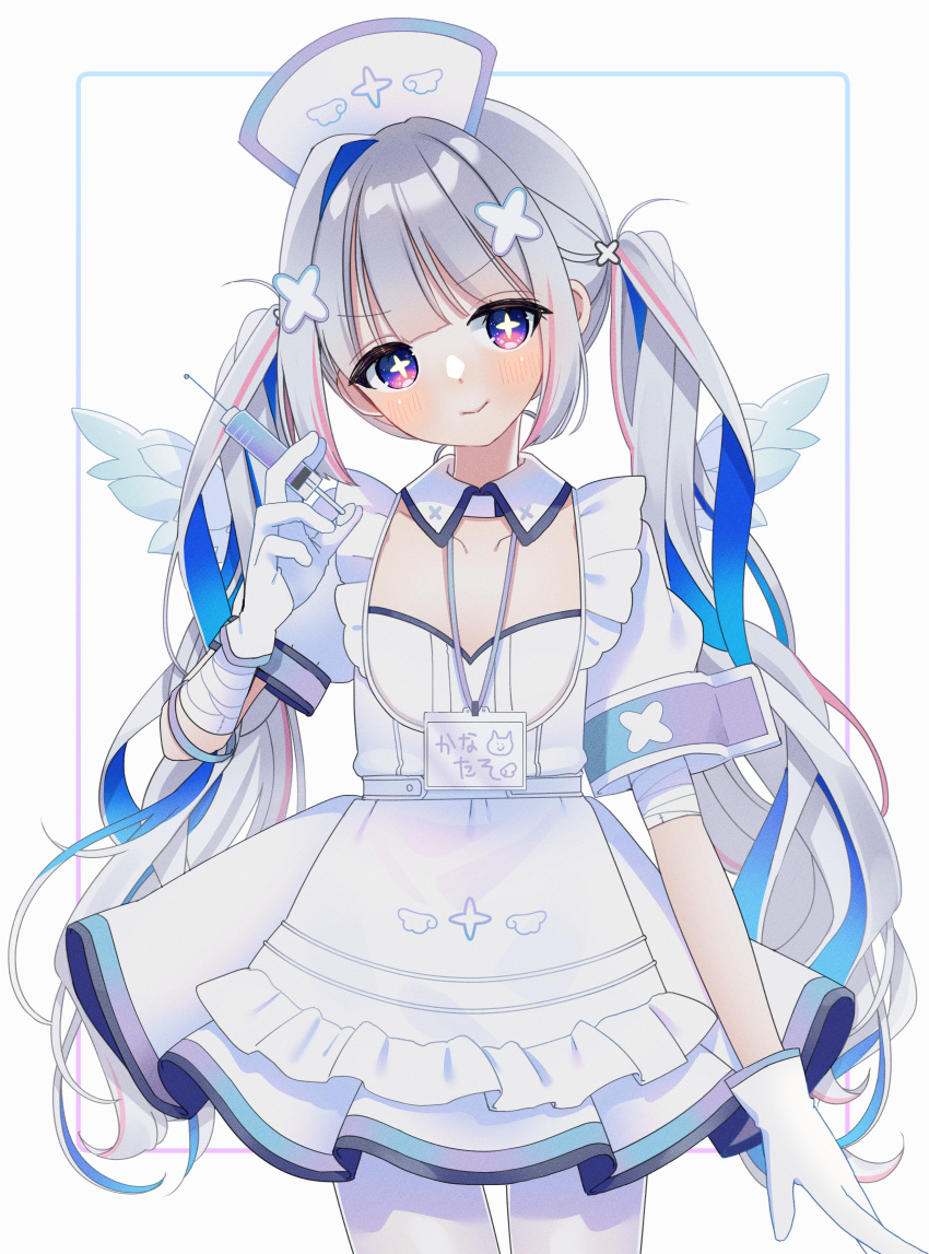 Safebooru - 1girl absurdres amane kanata blue hair blush closed mouth gloves hat highres ...