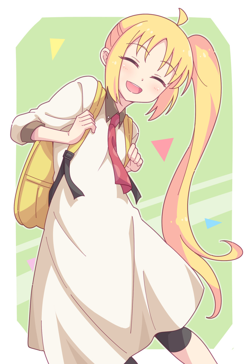 Safebooru - 1girl :d ^ ^ ahoge backpack bag black leggings blonde hair blush bocchi the rock ...