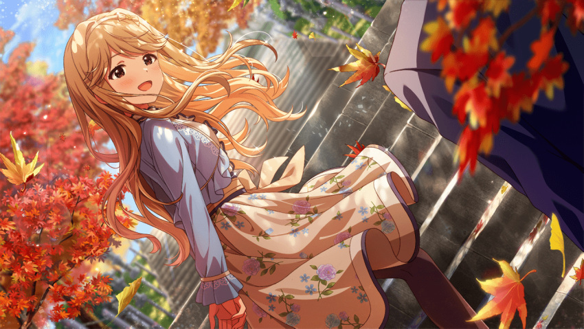 Safebooru - autumn blush brown eyes brown hair dress idolmaster million live! theater days long ...