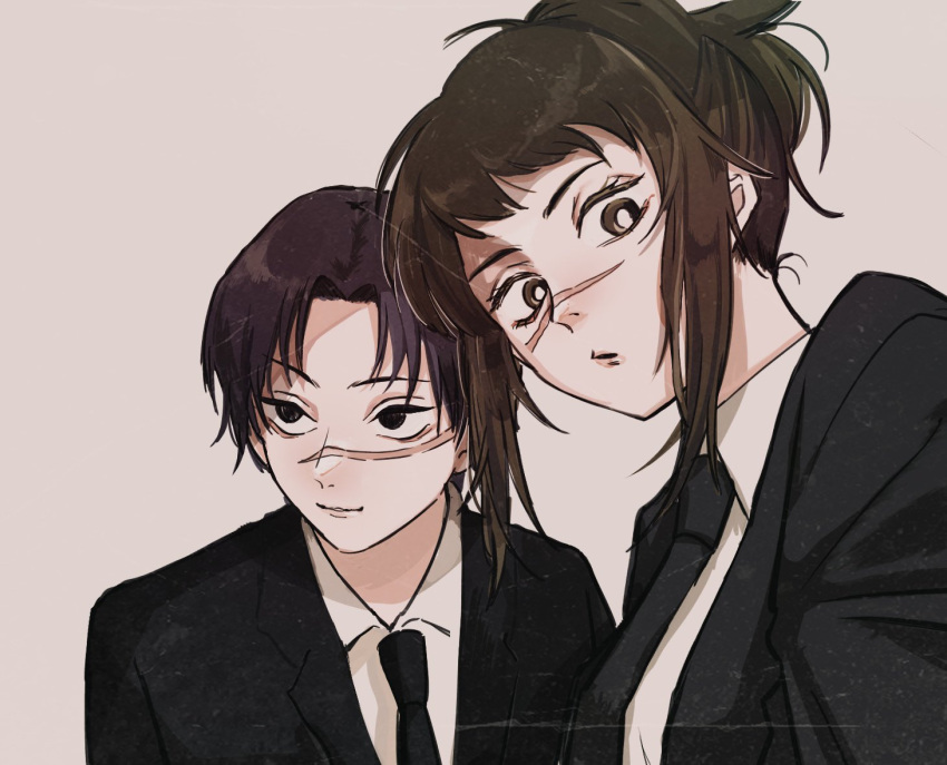 Safebooru - 1boy 1girl black hair black jacket black necktie brown hair chainsaw man collared ...