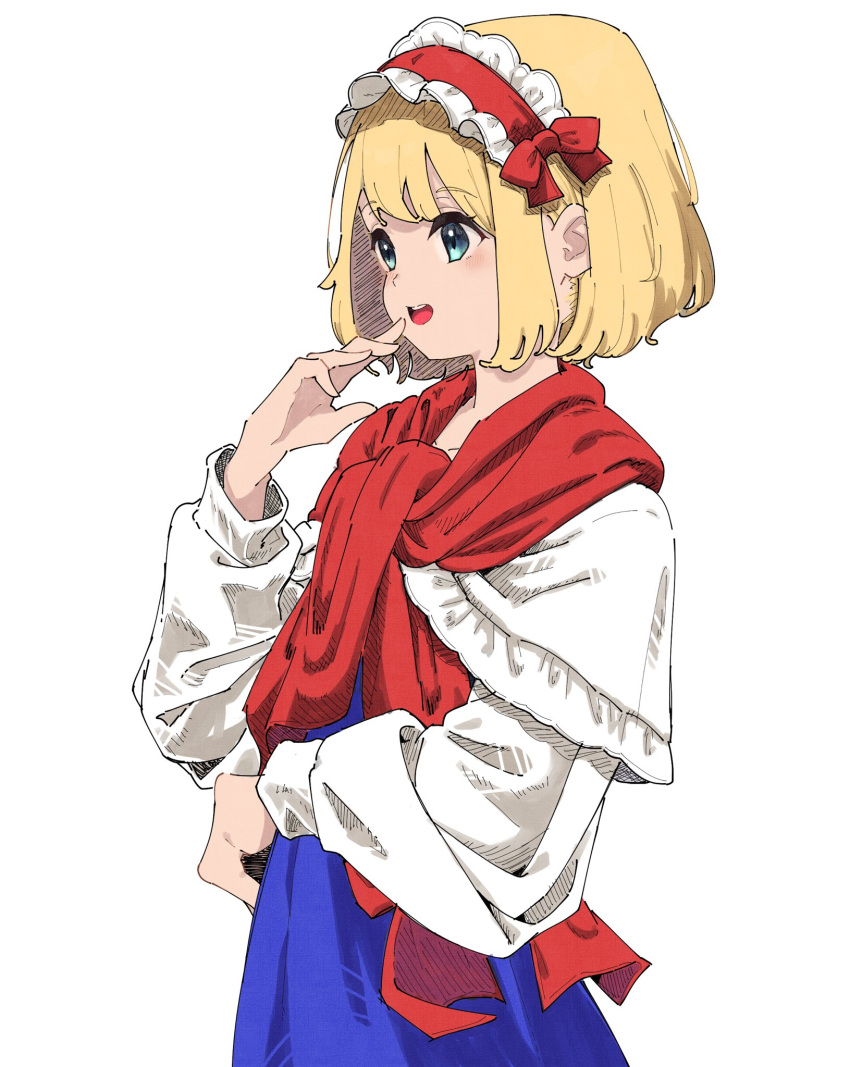 Safebooru - 1girl alice margatroid ascot blonde hair blue dress blue eyes capelet commentary ...