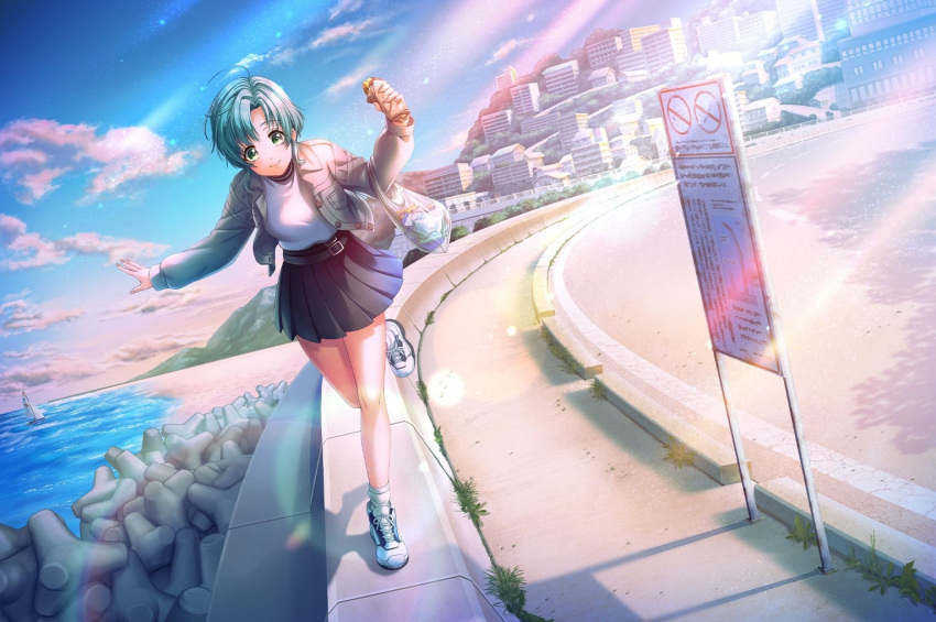 Safebooru - d4dj dress green eyes green hair hanamaki towa short hair smile | 4249519