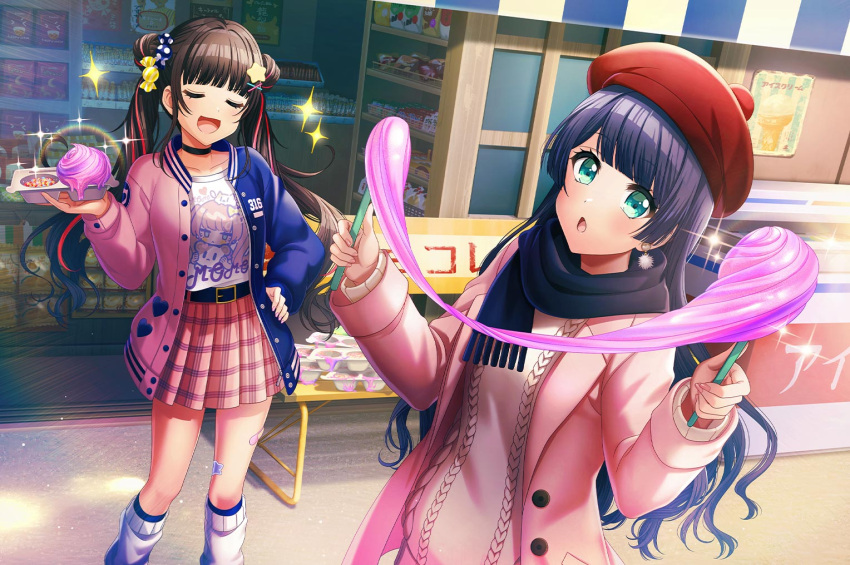 Safebooru - blush d4dj green eyes jacket kaibara michiru long hair purple hair togetsu rei | 4249872