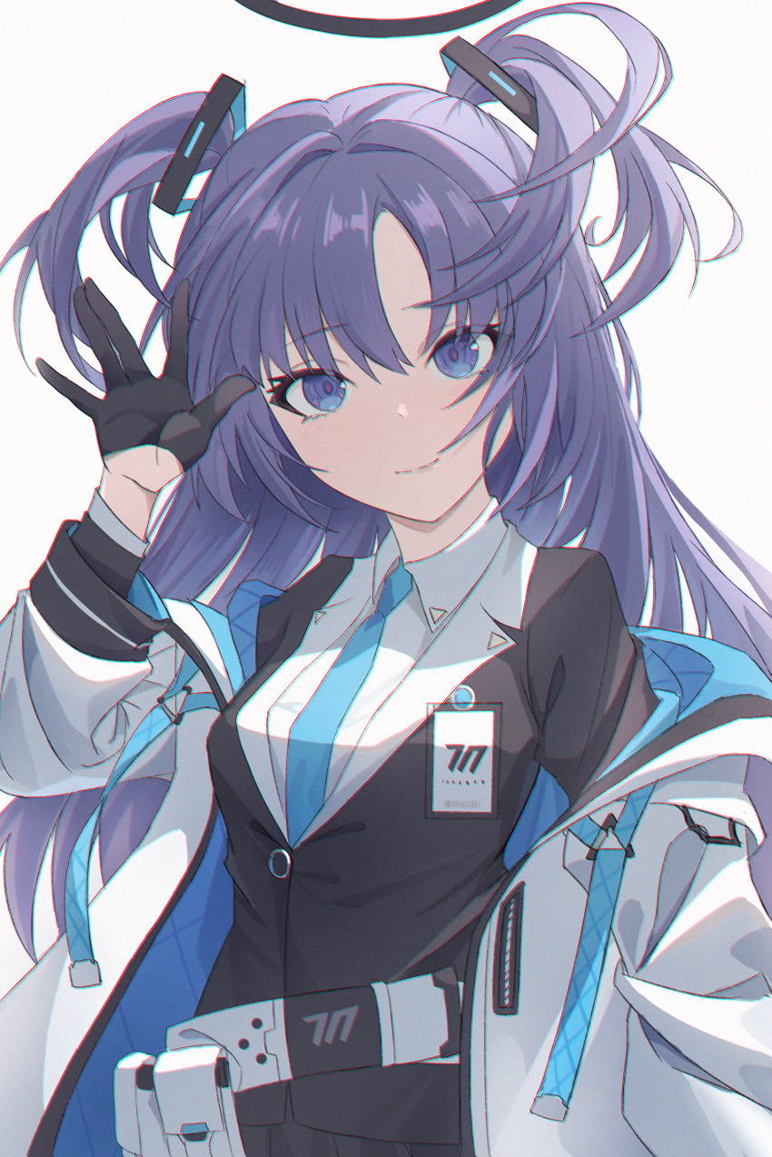 Safebooru - 1girl absurdres black gloves black jacket black skirt blue archive blue eyes blue ...