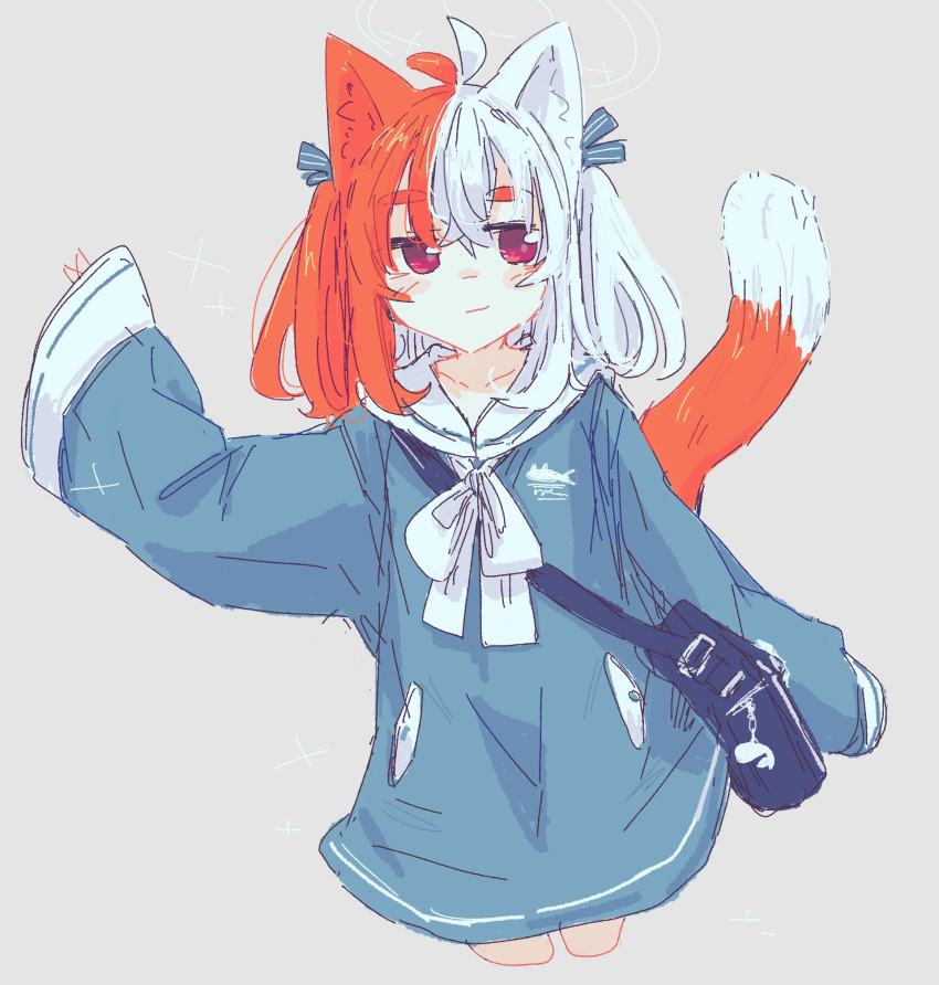 Safebooru - 1girl animal ear fluff animal ears antenna hair bag bangs blue dress blush stickers ...