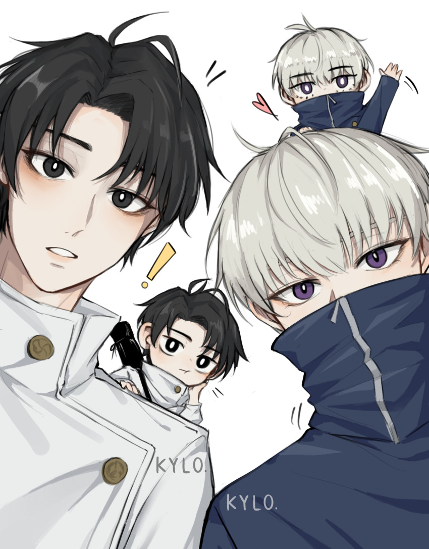 Safebooru - ! 4boys absurdres arm up bangs black eyes black hair blush ...