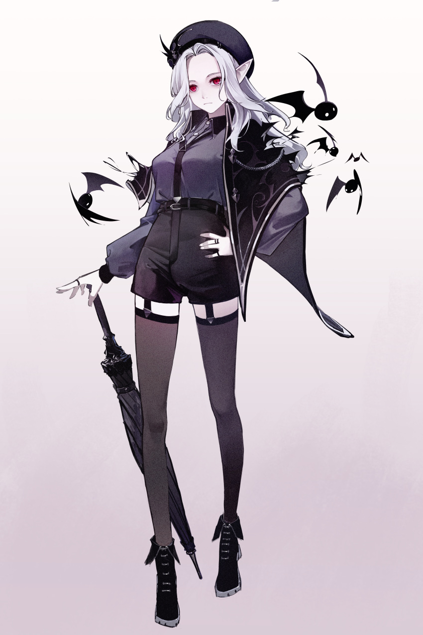 Safebooru - 1girl absurdres animal bangs bat (animal) beret black cape black headwear black ...