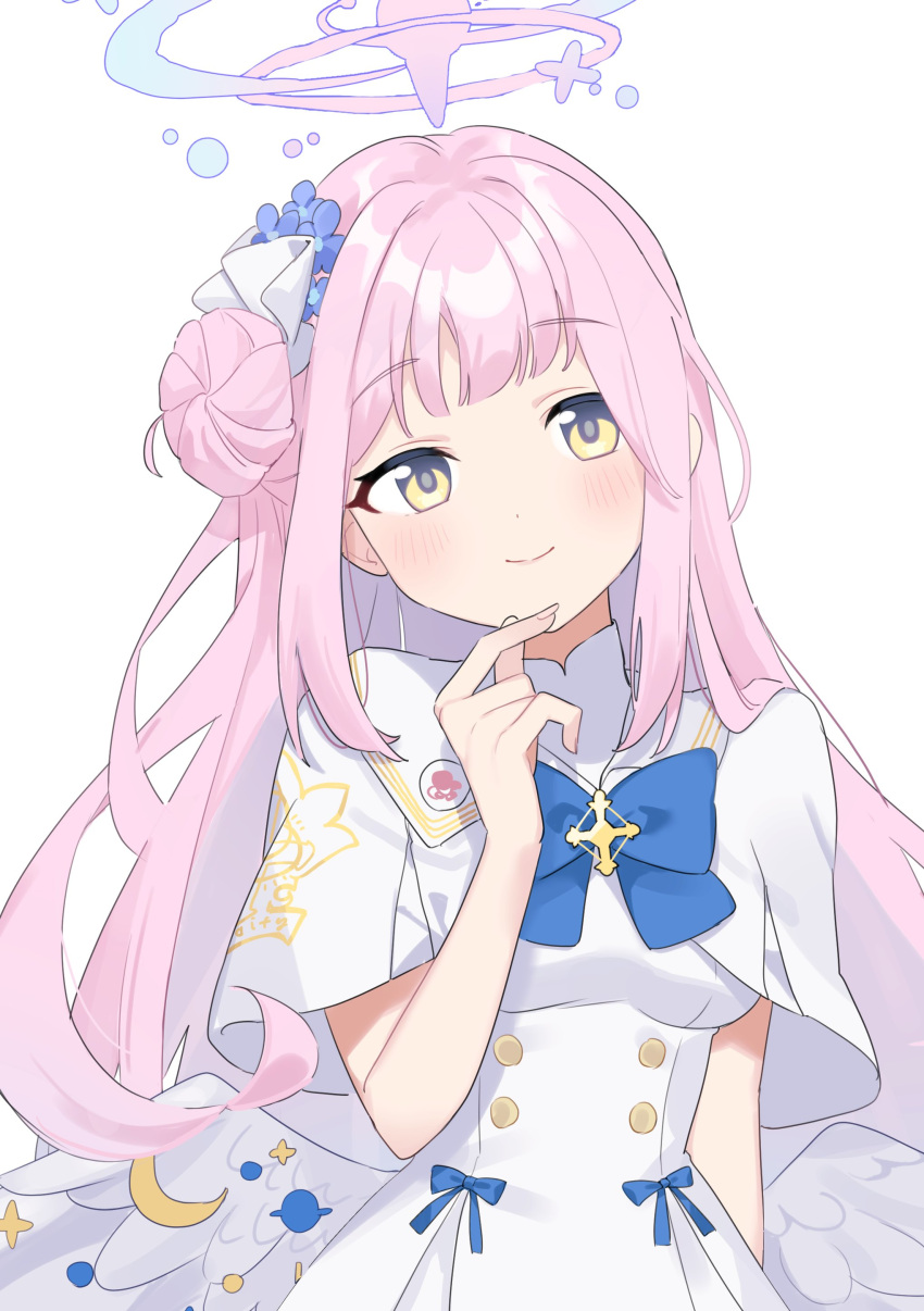 Safebooru - 51likes absurdres angel wings badge blue archive button badge capelet dress ...