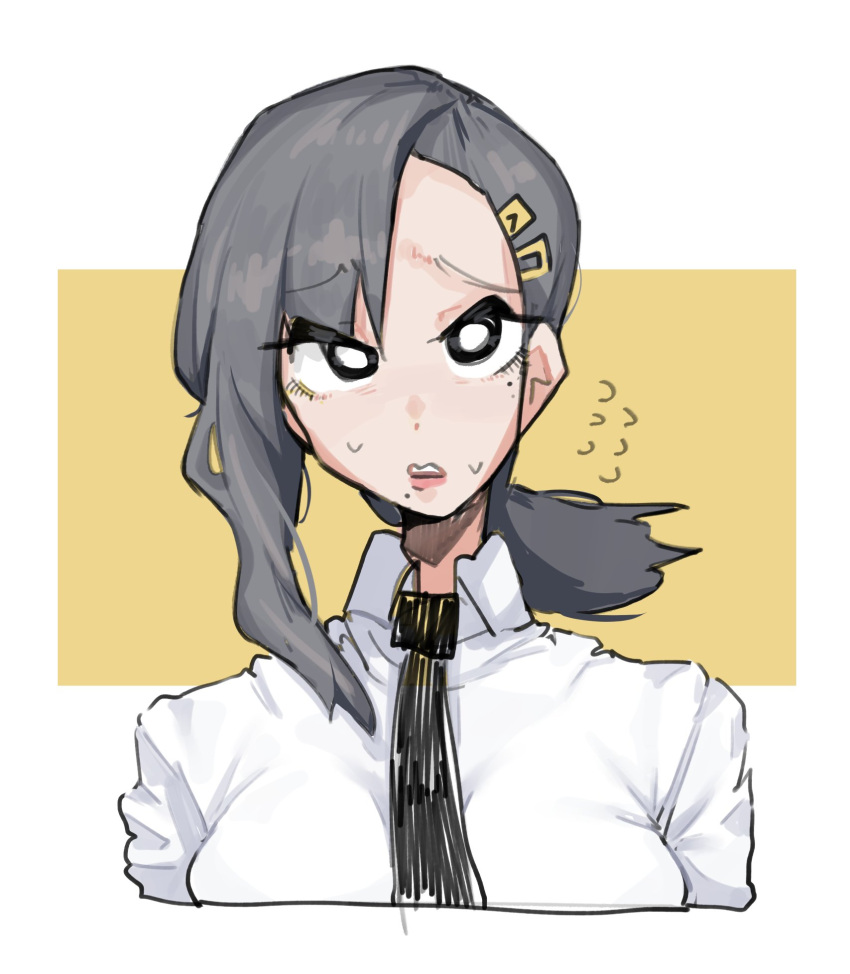 Safebooru - 1girl bangs black hair black necktie chainsaw man collared shirt hair ornament ...