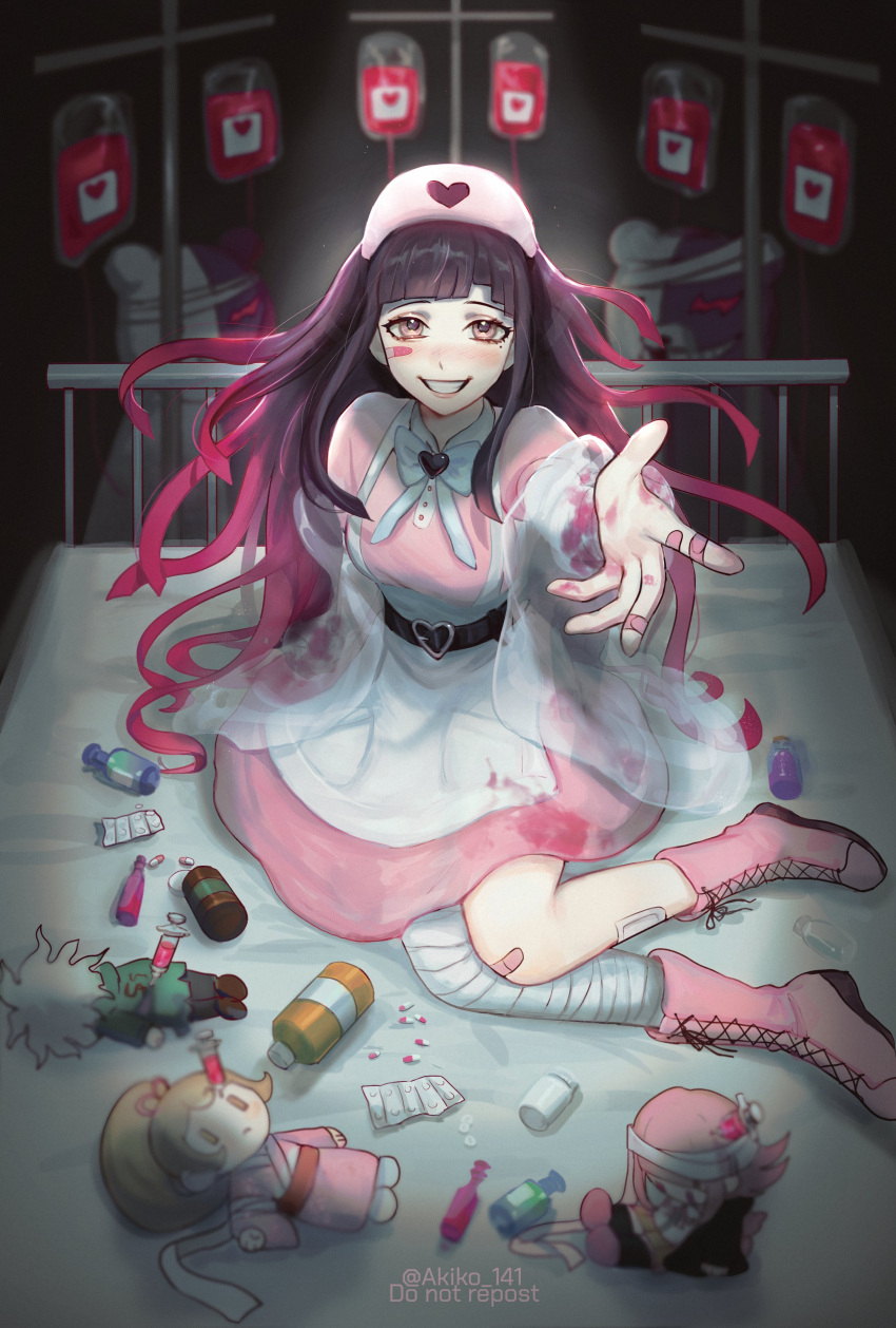 Safebooru - 1girl absurdres akiko 141 alternate costume apron bandaged leg bandages bandaid ...