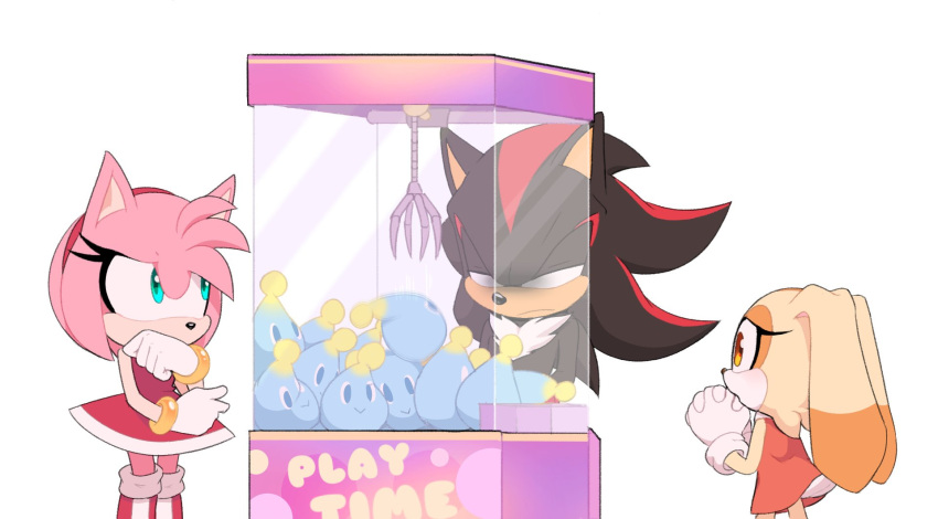 Safebooru - 1boy 2girls amy rose aqua eyes blank eyes bracelet chao (sonic) child closed mouth ...