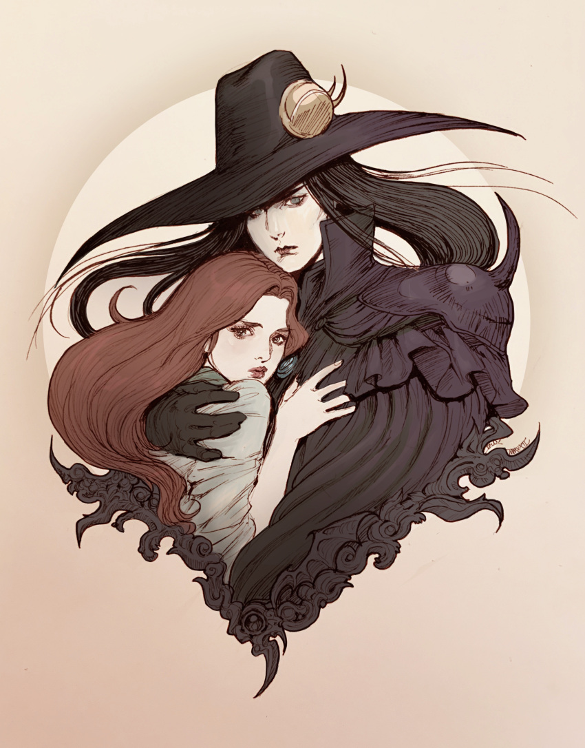 Safebooru - 1boy 1girl absurdres black eyes black gloves black hair black headwear brown hair ...