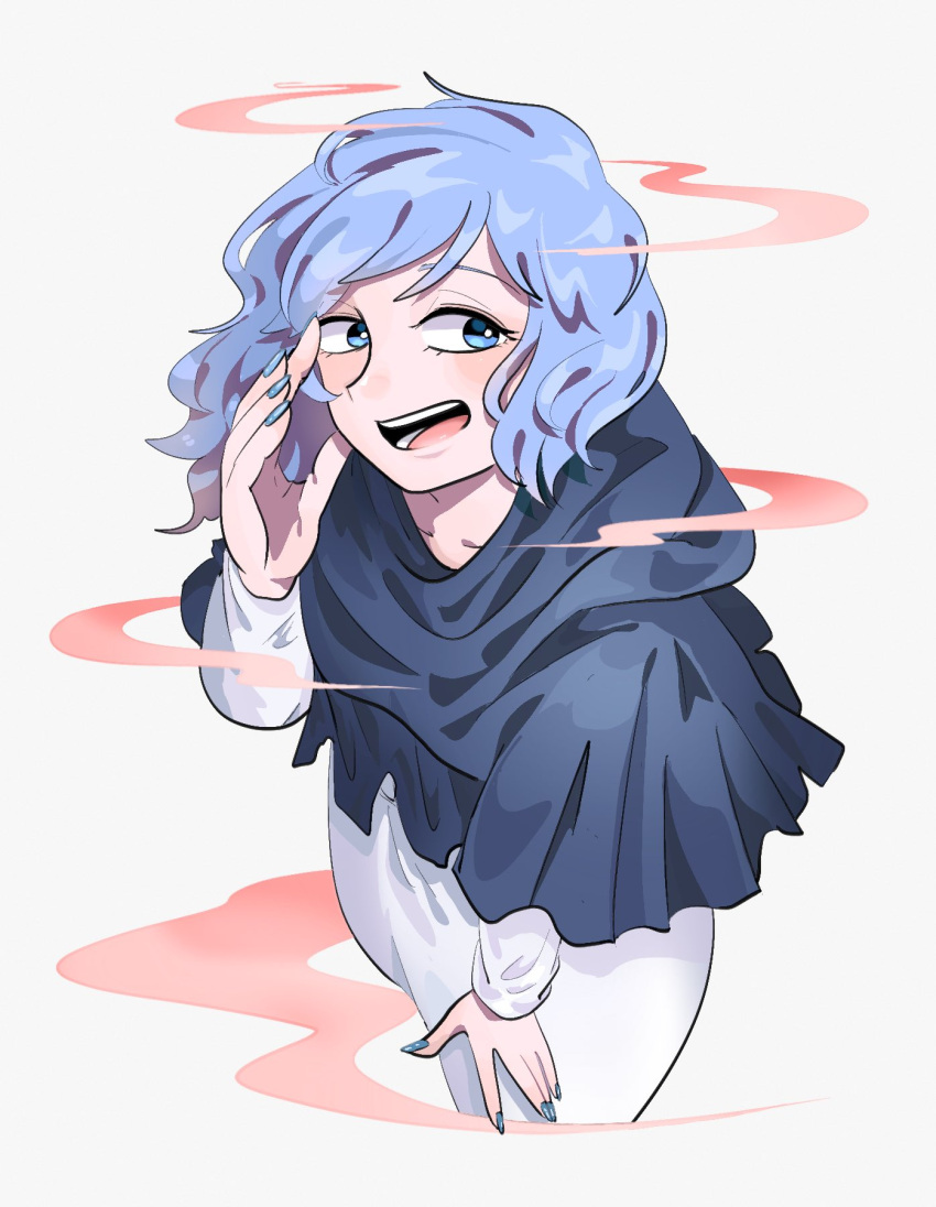Safebooru - 1girl bangs blue capelet blue eyes blue hair blue nails ...
