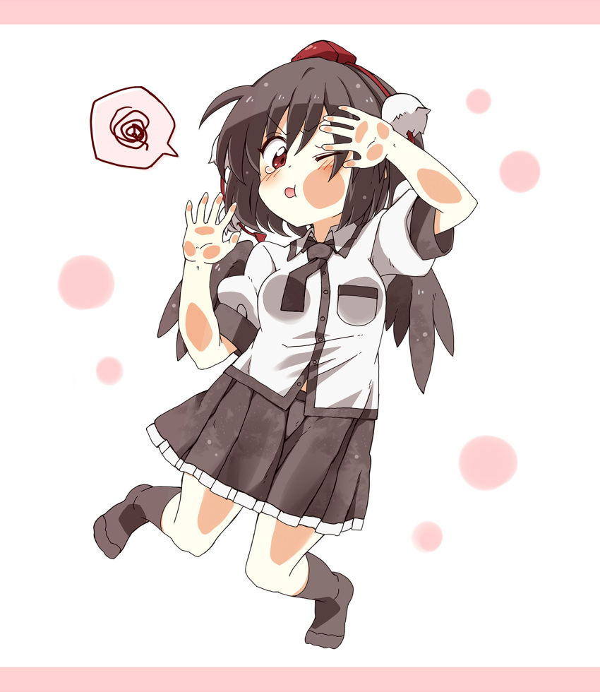 Safebooru - 1girl against fourth wall bird wings black hair black skirt ...