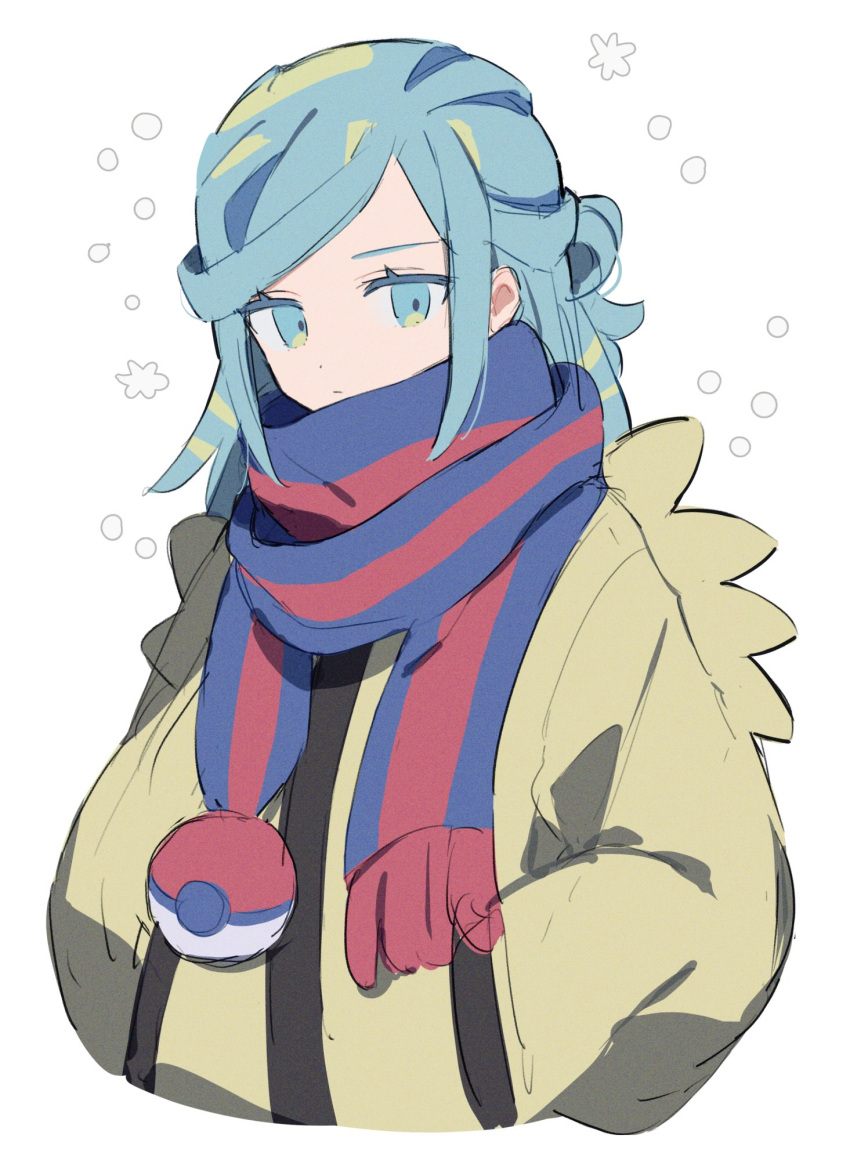 Safebooru - 1boy aqua eyes aqua hair closed mouth cropped torso grusha (pokemon) hands in ...