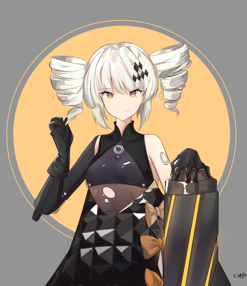 Safebooru - 1girl black dress black gloves closed mouth dress drill hair gloves hair ornament ...