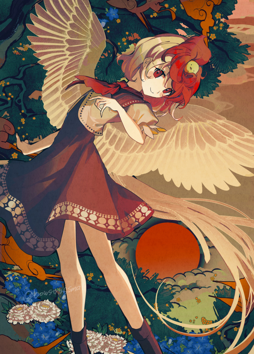 Safebooru - 1girl animal on head artist name ascot bird bird on head ...
