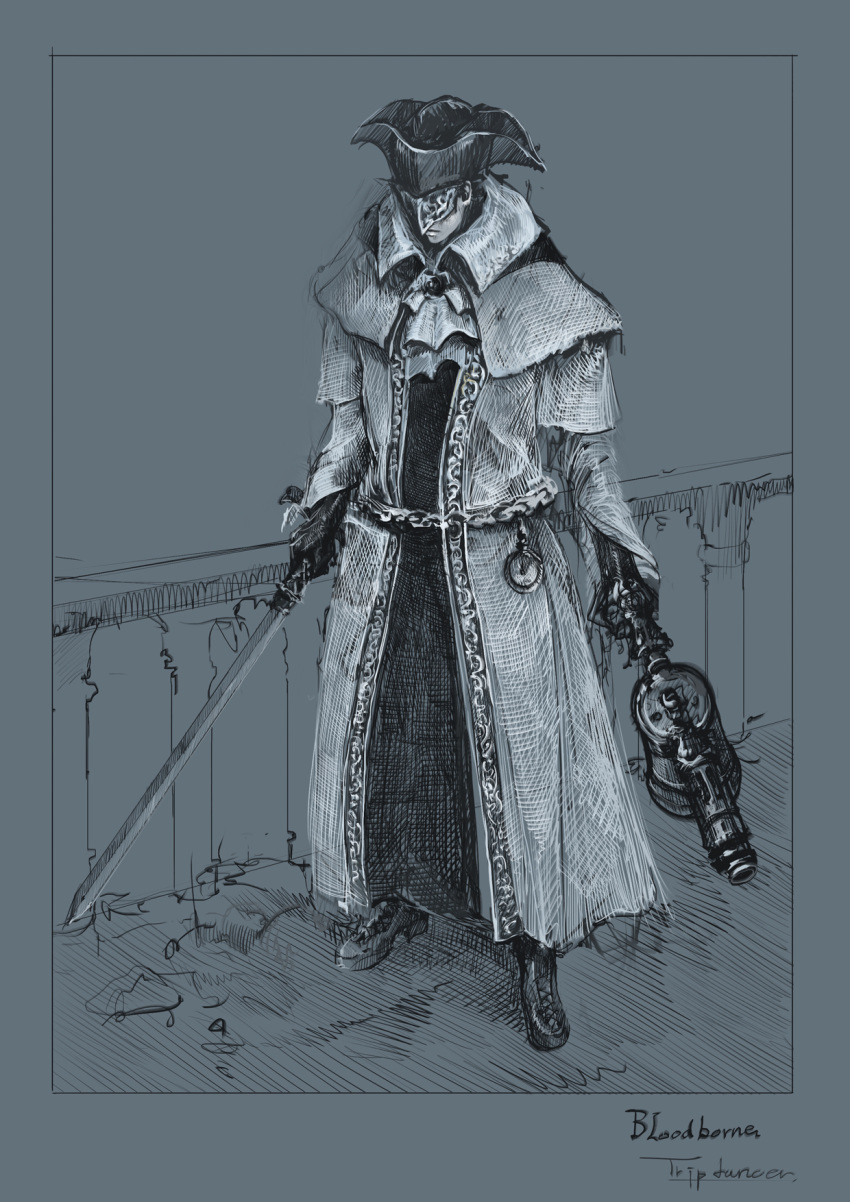 Safebooru - 1other artist name ascot bangs belt bloodborne cloak ...