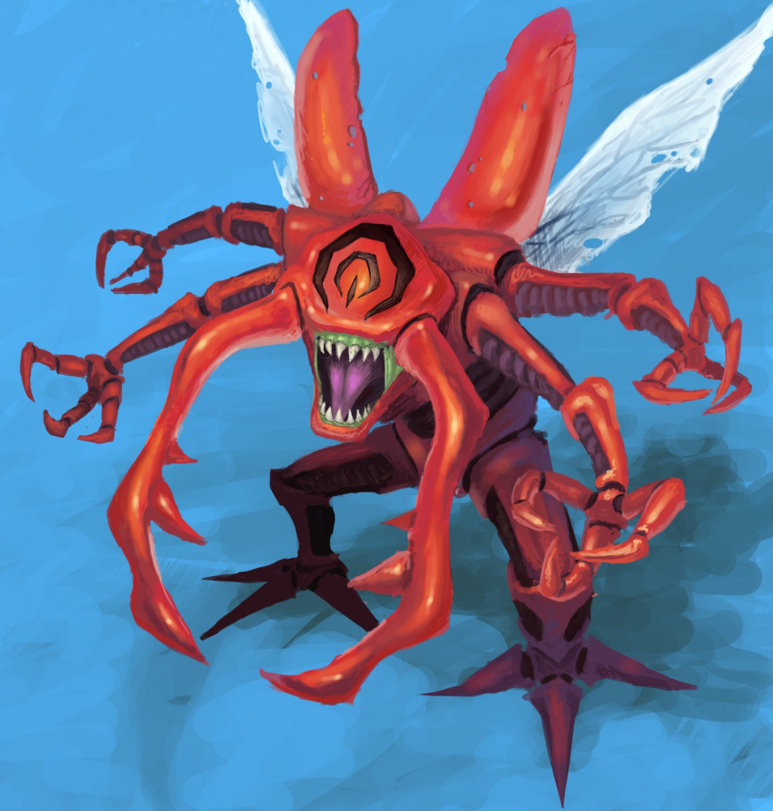 Safebooru - blue background claws digimon highres insect insect wings ...