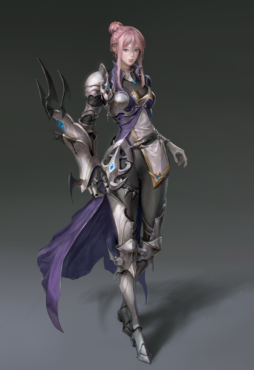 Safebooru - 1girl arm armor armor ateli er blue eyes breasts commentary earrings english ...