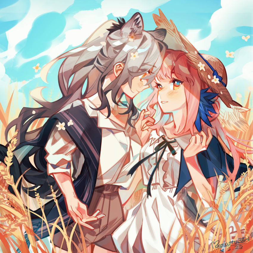 Safebooru - 2girls absurdres animal ear fluff animal ears arknights ...