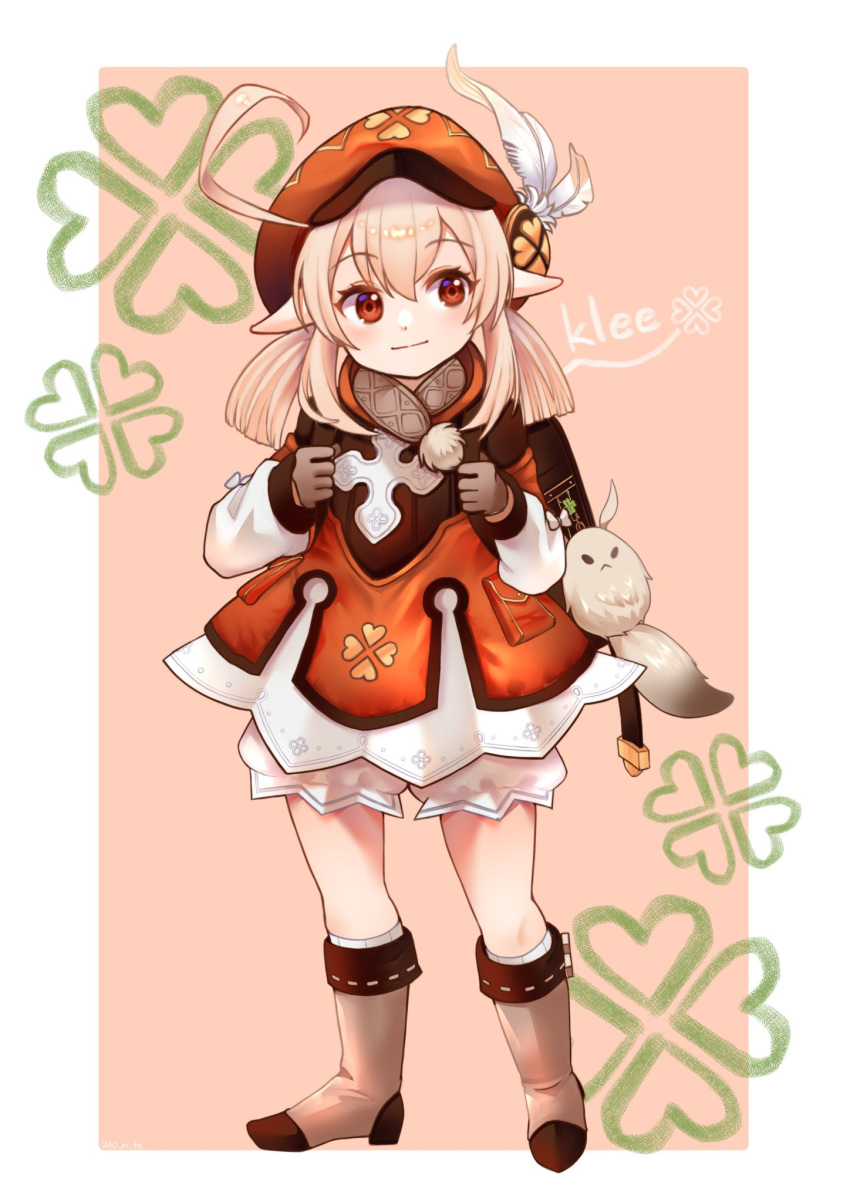 Safebooru - 1girl ahoge backpack bag bag charm bangs bloomers brown footwear brown gloves brown ...