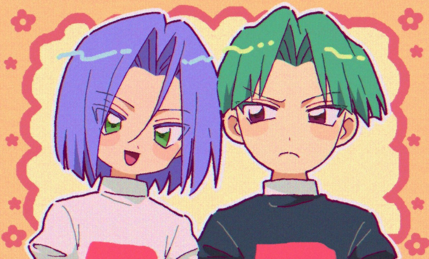 Safebooru - 2boys angry blue hair brown eyes butch (pokemon) green eyes ...