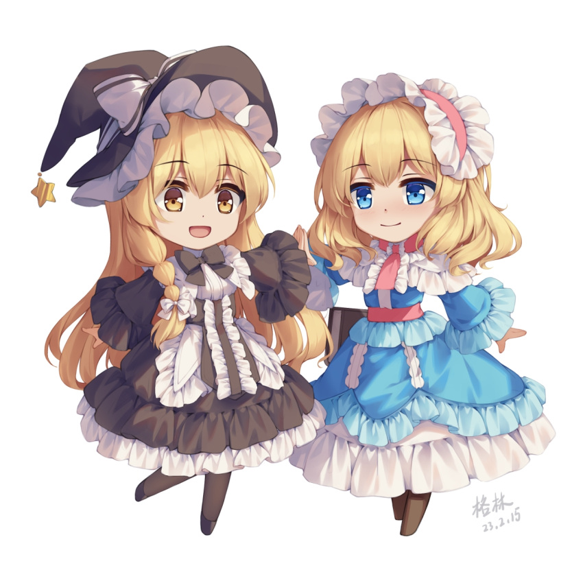 Safebooru - 2girls alice margatroid black dress blonde hair blue dress blue eyes book chibi ...