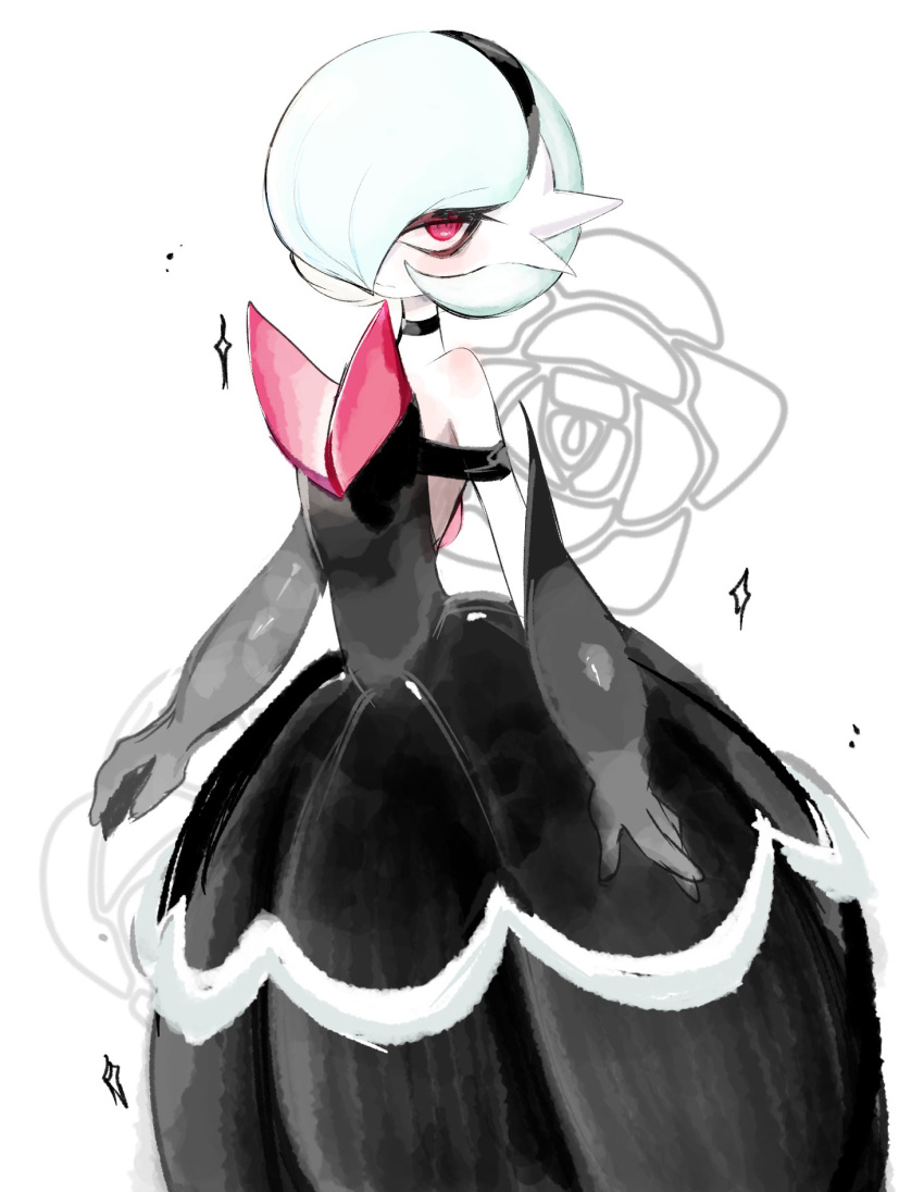 Safebooru - 1girl black dress blue hair closed mouth colored skin dress ...