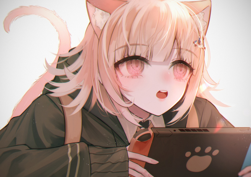 Safebooru - 1girl :o animal ears bangs brown jacket cat ears cat girl ...