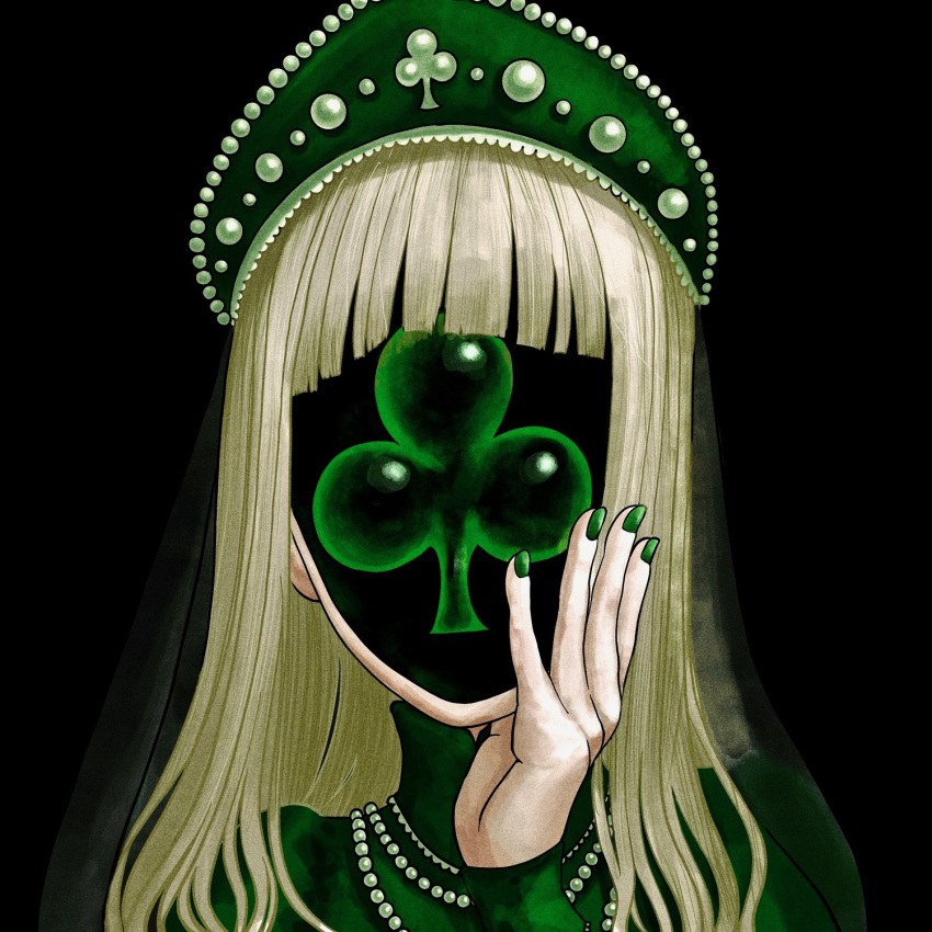 Safebooru 1girl Bangs Black Background Blonde Hair Club Shape 8998