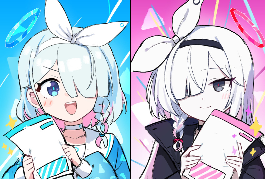 Safebooru - 2girls :d a.r.o.n.a (blue archive) absurdres arona (blue archive) black choker black ...