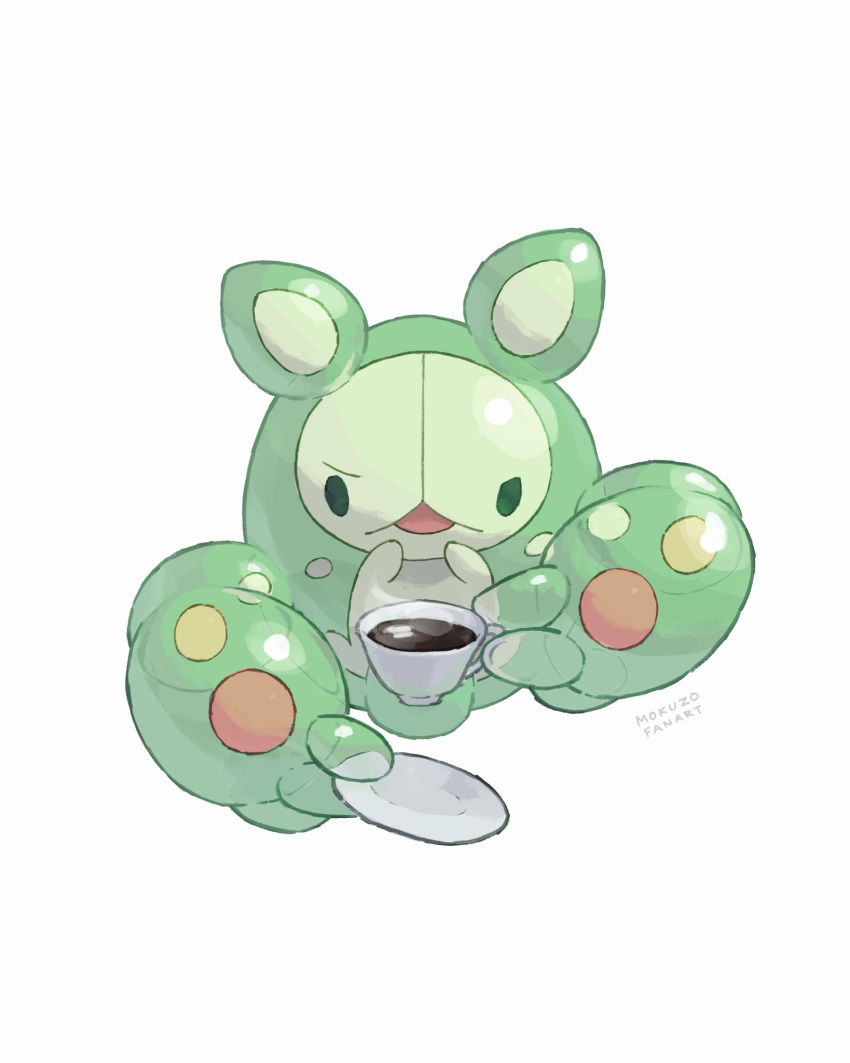 Safebooru - commentary cup full body green eyes highres holding holding ...