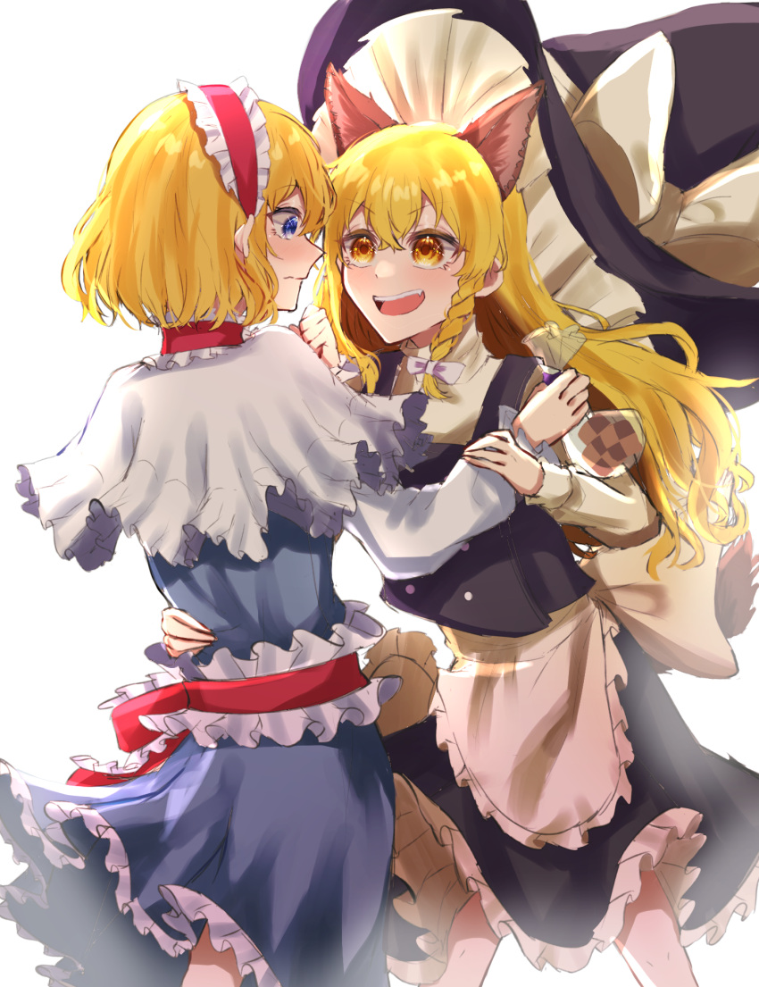 Safebooru - 2girls alice margatroid animal ear fluff animal ears apron bangs blonde hair blue ...