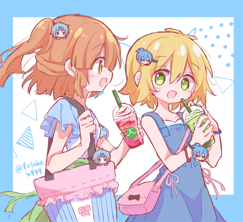 Safebooru - 2boys 2girls amitie (puyopuyo) arle nadja bag bangs blonde hair blush brown hair ...