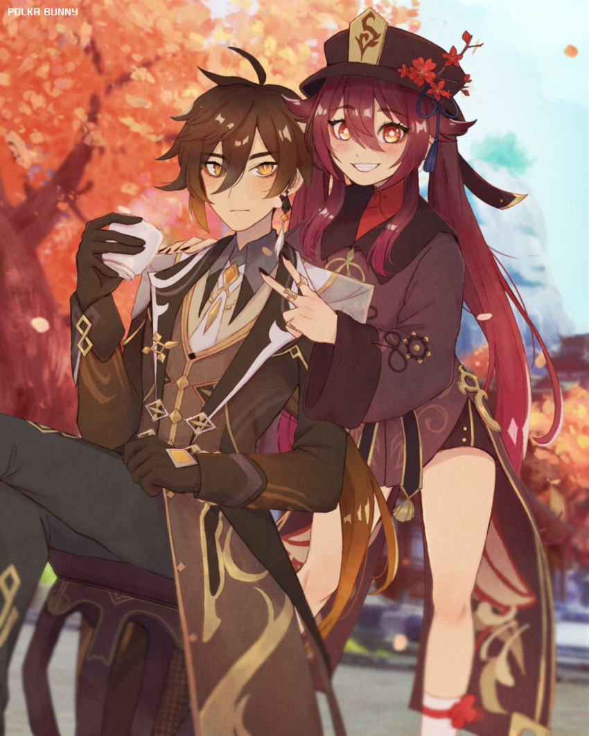 Safebooru - 1boy 1girl :| absurdres bangs black gloves black hair black headwear black nails ...