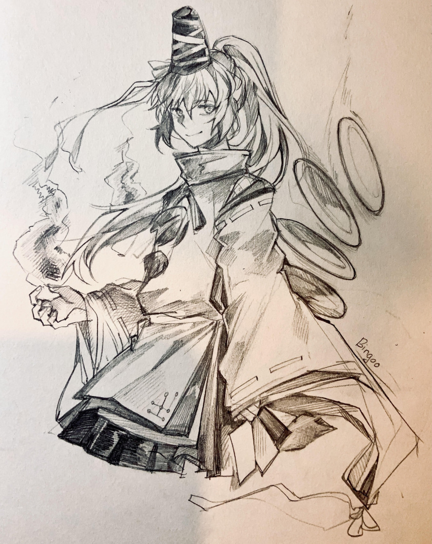 Safebooru - 1girl absurdres bangs closed mouth cropped legs greyscale ...